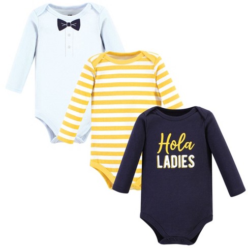 Hudson Baby Infant Boy Cotton Long-sleeve Bodysuits, Hola Ladies 3-pack ...