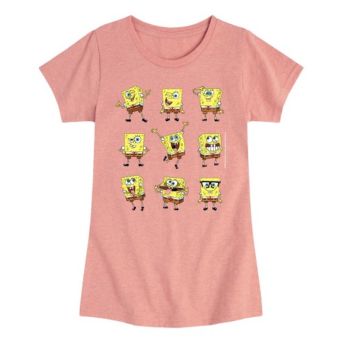 Spongebob Squarepants Spongebob Faces Grid Fitted Short Sleeve Graphic ...
