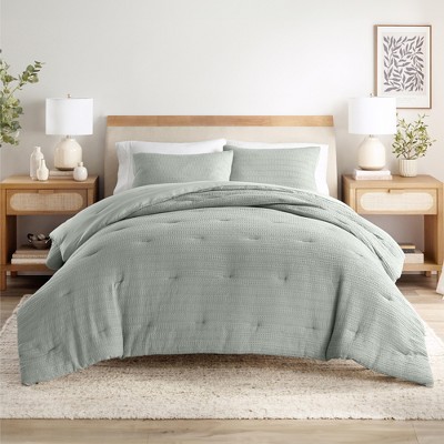 Waffle Textured Comforter Set All Season Down-alternative Ultra Soft ...