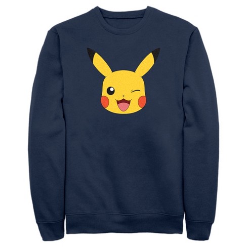 Men's Pokemon Pikachu Wink Face Sweatshirt - Navy Blue - Large : Target