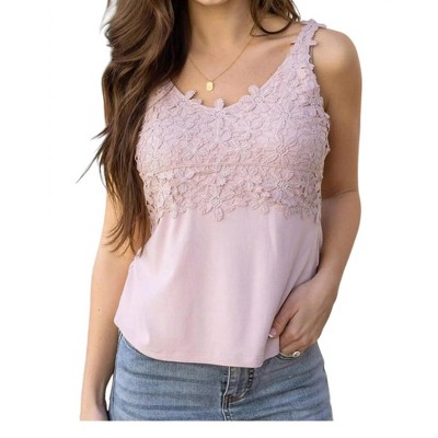 Women's Floral Lace Tank Top - Grace & Lace Xs : Target