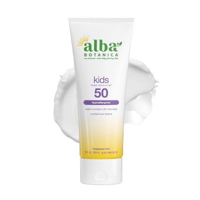 Alba Botanica Kids Sunscreen Lotion SPF 50 Tropical Fruit Scent, Broad ...