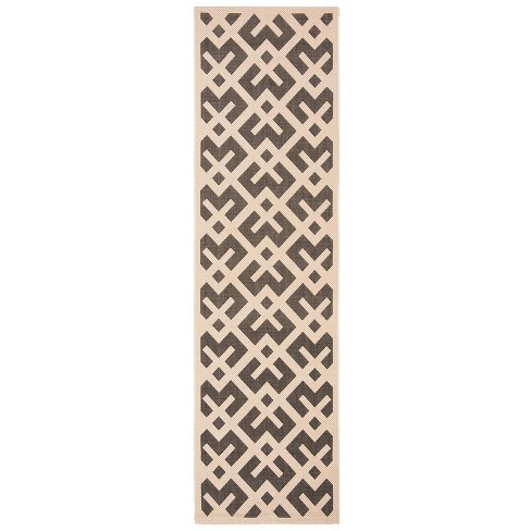 Courtyard Cy6915 Power Loomed Indoor And Outdoor Runner Rug - Black ...