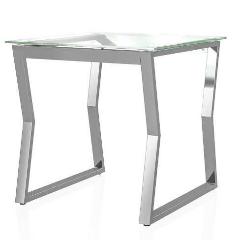 Lindria End Table With Tempered Glass Top Chrome - Mibasics: Sleek Side ...