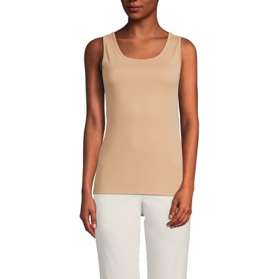 Lands' End Women's Cotton Tank Top - Medium - Soft Nutmeg : Target