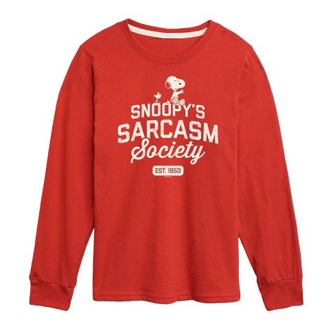 Peanuts Snoopy Sarcasm Society Long Sleeve Graphic T-shirt - Red - 5t ...