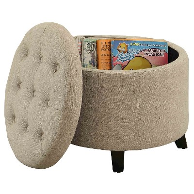 Designs4comfort Round Storage Ottoman Tan - Breighton Home : Target