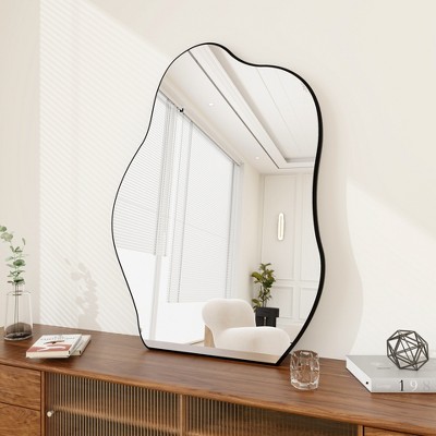 Homcom 34" X 21" Rectangle Modern Wall Mirror With Storage Shelf ...