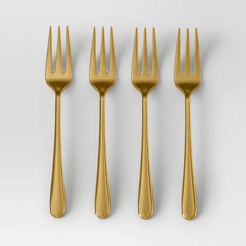 4pc Harrington Cocktail Forks Gold - Threshold™: Modern Gold Flatware ...