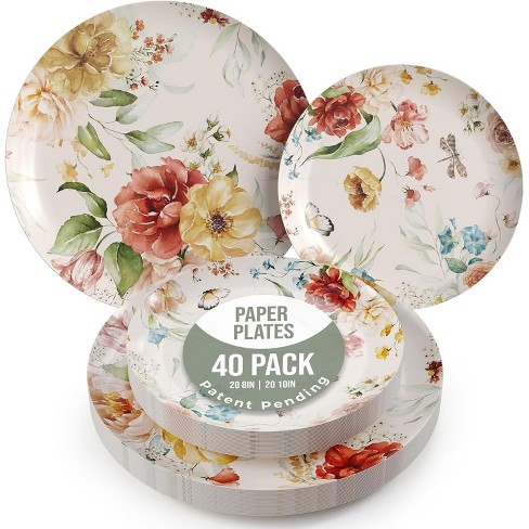 Trendables Heavy Duty Paper Plates 40 Piece Disposable Party Set For 20 Guests Includes 20