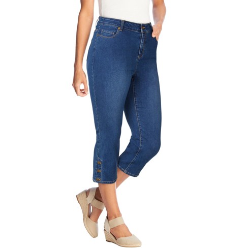 Woman Within Women's Plus Size Comfort Curve Denim Capri - 34 W, Medium ...