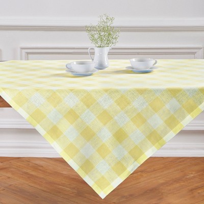 Solino Home Linen Buffalo Check Table Throw Yellow And White 52 X 52 ...