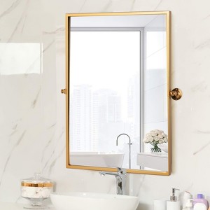Rectangle Rotating Mirror, Golden Metal Framed Wall-mounted Mirror ...