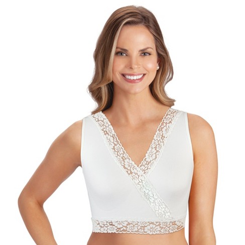 Collections Etc Lace Trim V-neck High Back Comfort Bra - 2 Pack 2xl ...