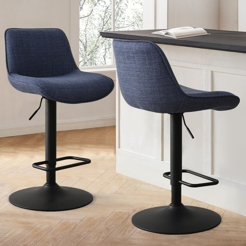 Hunter High-end Fabric Upholstered Hight Adjustable Barstools (set Of 2 ...