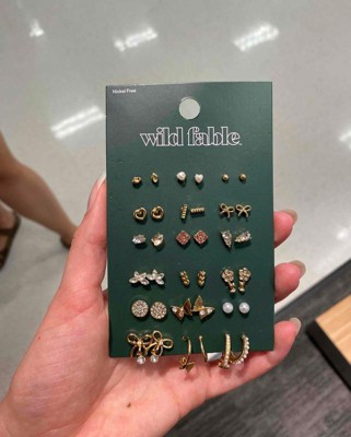 Heart Butterfly And Flower Stud Hoop Earring Set 18pc - Wild Fable ...