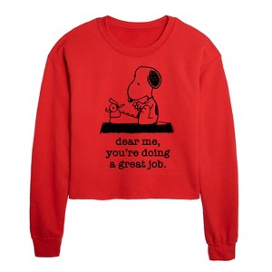 - Peanuts - Dear Me Doing Great Job Cropped Long Sleeve Crew Neck ...