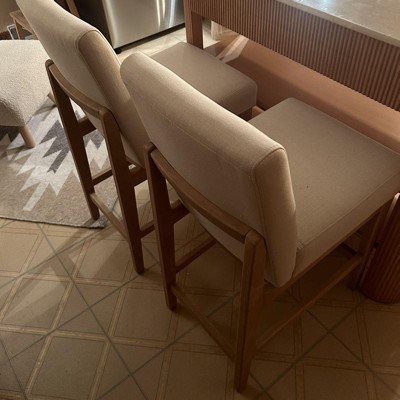 Upholstered Natural Wood Slipper Counter Stool - Hearth & Hand™ With ...