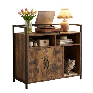 MooxvMoo 32" Wooden Cat Litter Box Enclosure, Spacious Hidden Cat ...