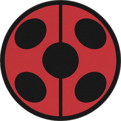 Well Woven Miraculous Ladybug Cat Noir Symbol 6'7" Round Green Area Rug ...