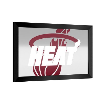 Miami Heat Hardwood Classics Black Framed Bar Mirror By Trademark ...