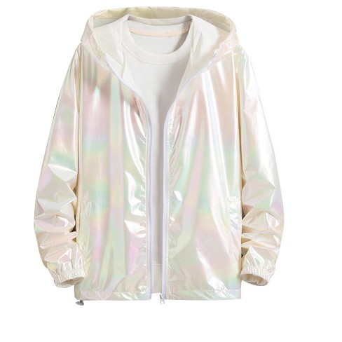 Inspire Chic Men's Metallic Lightweight Zip-up Holographic Hooded ...