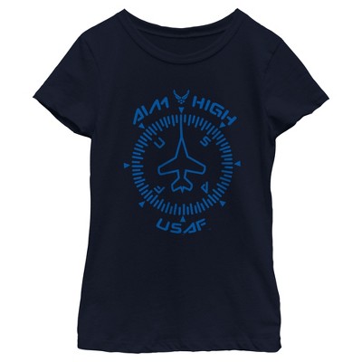 Girl's United States Air Force Aim High Radar T-shirt - Navy Blue ...