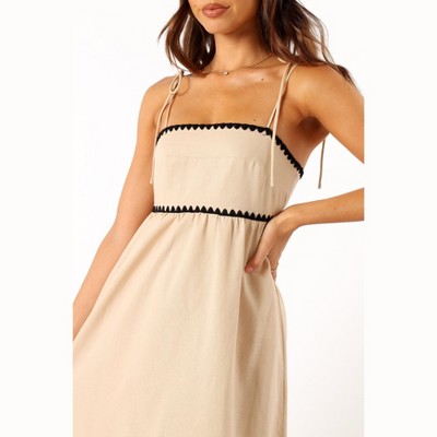 Petal And Pup Womens Lino Contrast Trim Midi Dress - Cream Black L : Target
