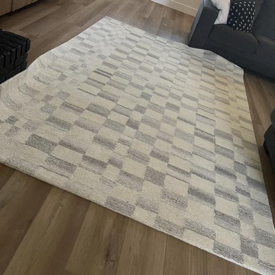 5'x7' Irregular Checkerboard Tufted Rug Cream - Threshold™ Designed ...