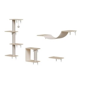 Modern Wall-Mounted Cat Furniture Set, 4 Pieces Cat Climbing & Rest ...