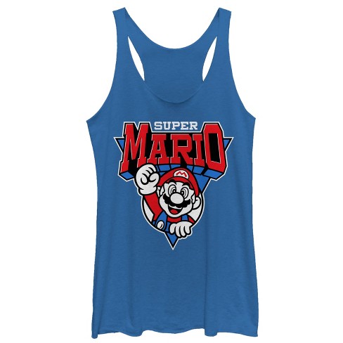 Women's Nintendo Team Super Mario Emblem Racerback Tank Top - Royal ...