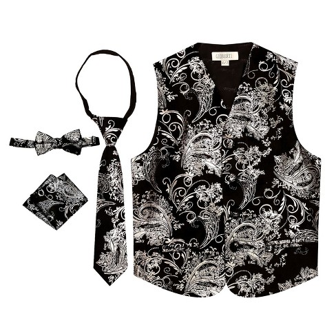 Gioberti Kids And Boys 4pc Paisley Vest Set, Black Silver, Size 16 : Target