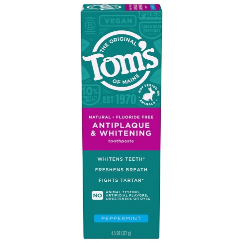 Tom's Of Maine Antiplaque And Whitening Natural Toothpaste - Peppermint ...