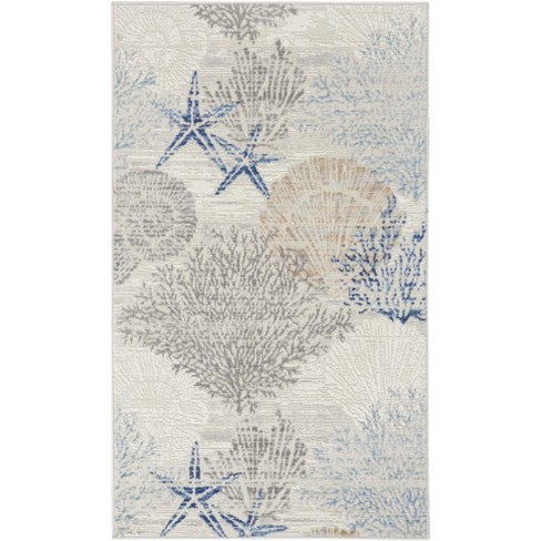 Nourison Pompeii Nautical Indoor Rug Ivory Grey Blue 3' X 5' : Target