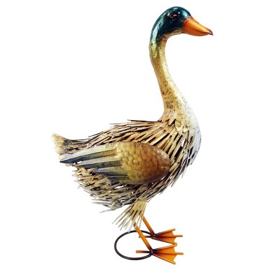 20" Metal Standing Duck Garden Statue With Green Head - Alpine ...