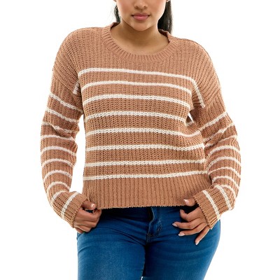 Derek Heart Striped Scoop Neck Pullover Sweater : Target