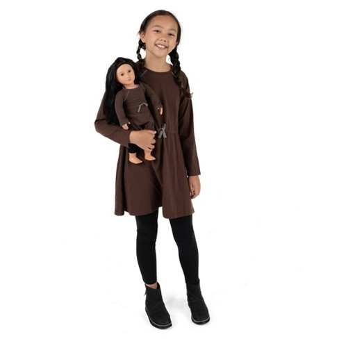 Leveret Girls And Doll Drawstring Dress Brown 12 Year : Target