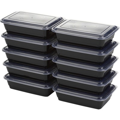 Goodcook Meal Prep 1 Compartment Rectangle Black Containers + Lids ...