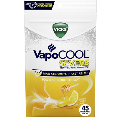 Vicks Vapocool Severe Cough Drops - Honey Lemon Chill - 45ct : Target