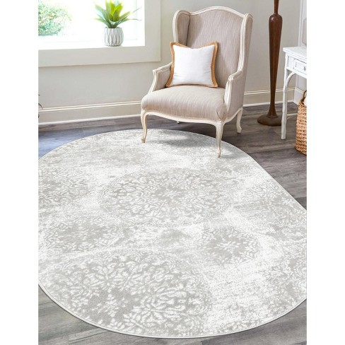 Unique Loom 4' 1 X 6' 1 Sofia Grand Light Gray Oval Area Rug : Target