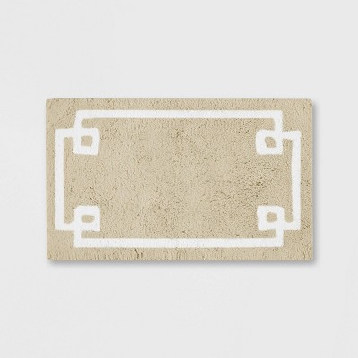 20"x30" Geometric Cotton Tufted Bath Rug Taupe : Target