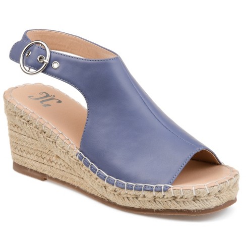 Journee Collection Womens Crew Wedge Heel Espadrille Sandals Blue 7.5w ...