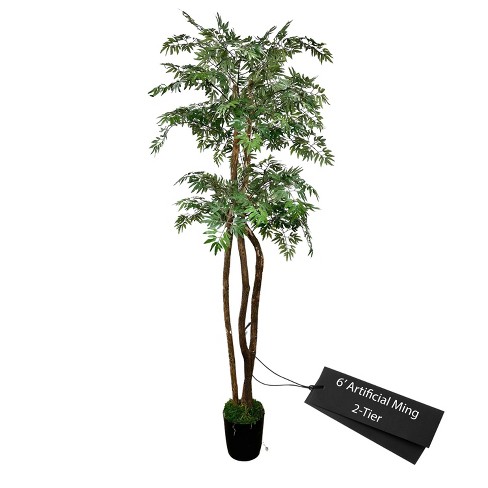 Cypress & Alabaster | Handmade 6' Artificial Ming 2-tier Tree In Home ...