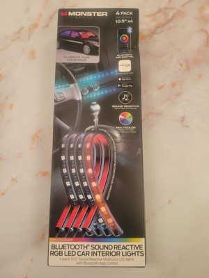 Monster 4pk Bluetooth LED Light Strips for Car: Wireless Automotive ...