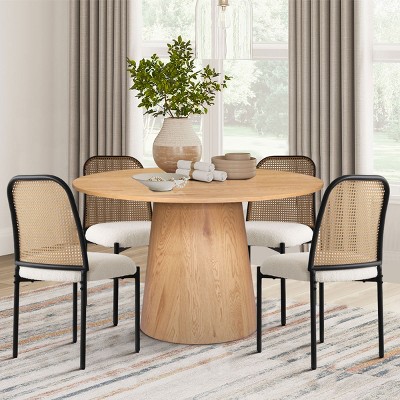 Dwen+milan Modern 5-piece Dining Set With 46" Manufactured Grain Oak ...