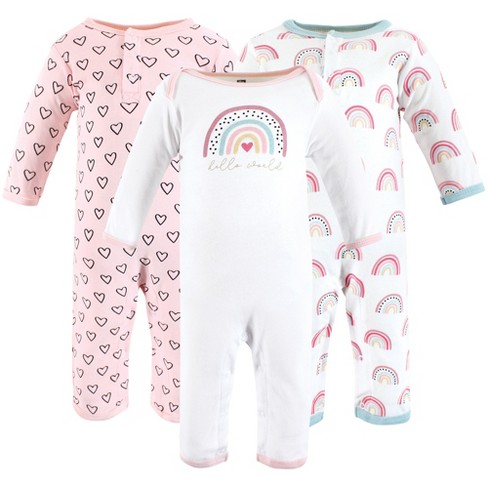 Hudson Baby Infant Girls Cotton Coveralls, Modern Rainbow, 0-3 Months ...