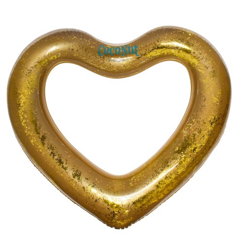 Coconut Outdoor Gold Glitter Heart Pool Float : Target