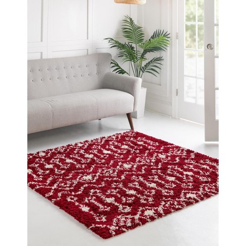 Unique Loom 10' 0 X 10' 0 Square Moroccan Trellis Shag Burgundy Red ...