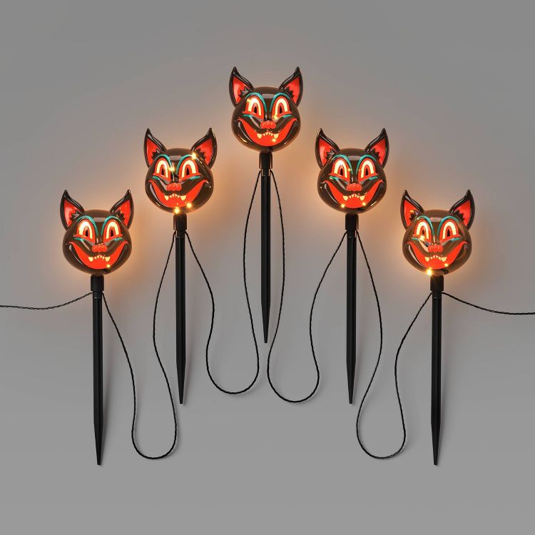 5ct Plastic Cat Halloween Novelty Pathway Lights with Warm White LEDs ...