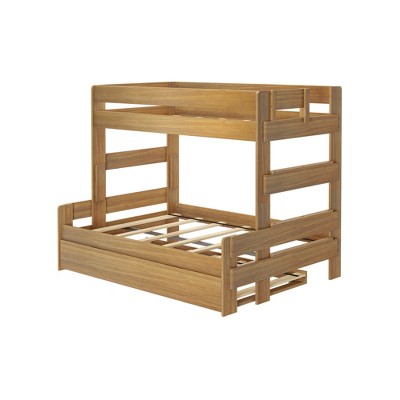 Max & Lily Modern Farmhouse Twin Over Full Bunk Bed With Trundle, Pecan ...